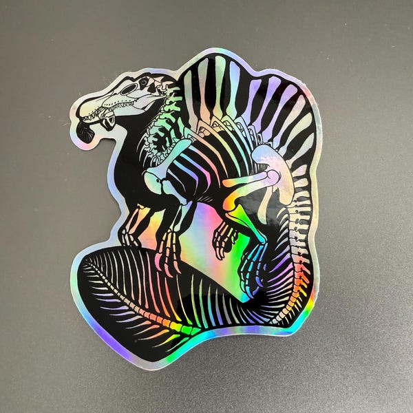 Toxic - Vinyl Holographic Sticker | 10cm | Holographic, Smilodon, Bones ...