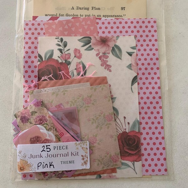 Pink Themed Junk Journal Kit (40 Pieces) - Scrapbooking - Collage ...