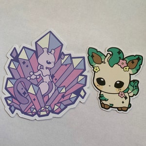Cute Kawaii Crystal Mew and Mewtwo Pokemon Stickers - Etsy