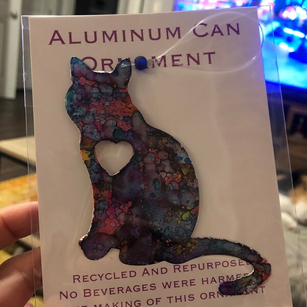 Love Cat Ornament Recycled Aluminum Cans - Etsy