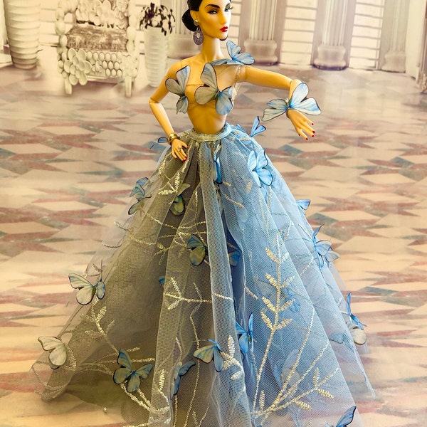 1:6 Scale Doll Dress. Silver Dress for Fashion Doll. Glitter Dress for ...