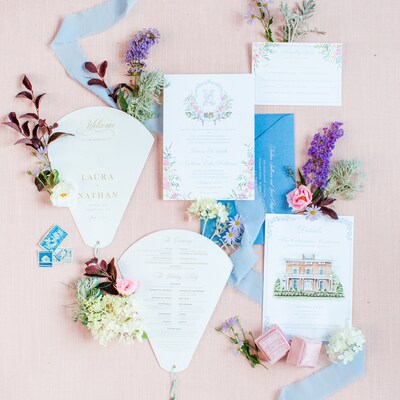 Modern Tropical Wedding Fan Program With Silky Tassel, Custom Fan ...