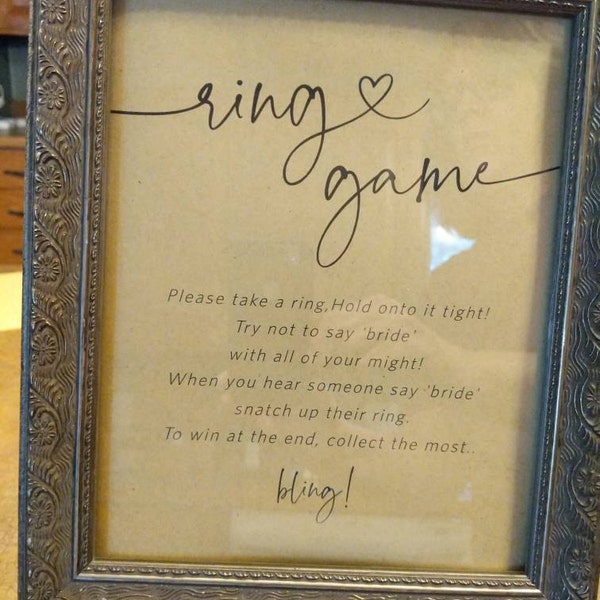 Minimalist the Ring Game, Bridal Shower Game Sign, Bridal Shower Sign ...