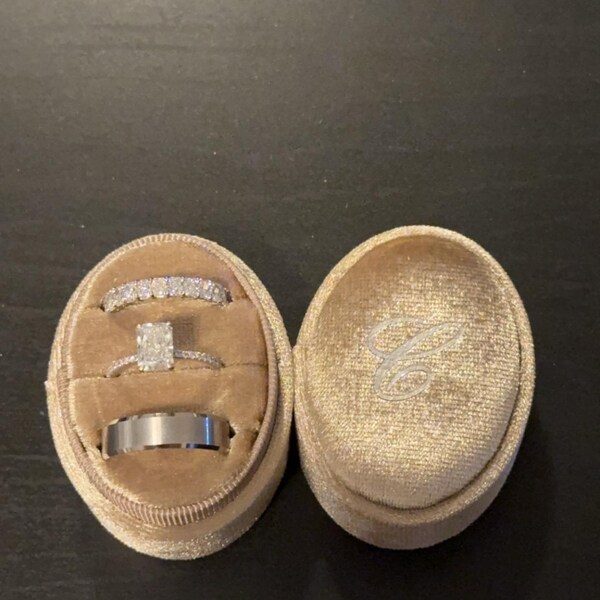 THREE SLOT Ring Box, Three Slot Velvet Ring Box, Three Slot Wedding ...