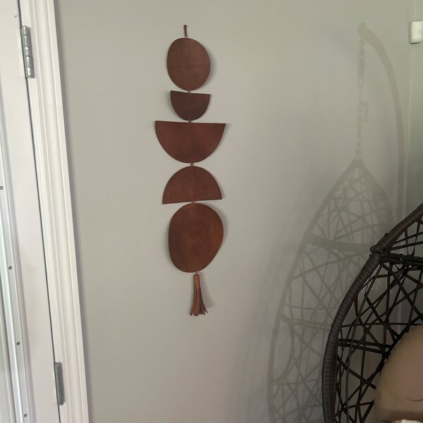 Luna Moon Phase Wall Hanging | Leather Moon Wall Hanging Boho Home ...