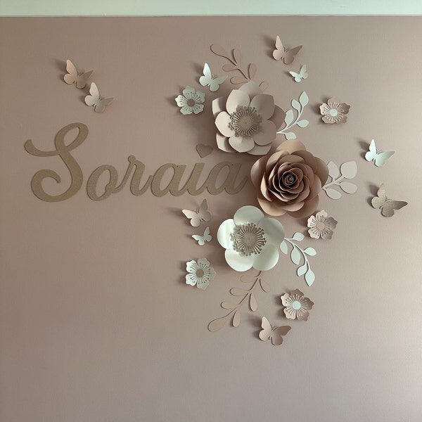 Rose Gold Paper Flower Wall Decor With Name/our New House/elegant House ...