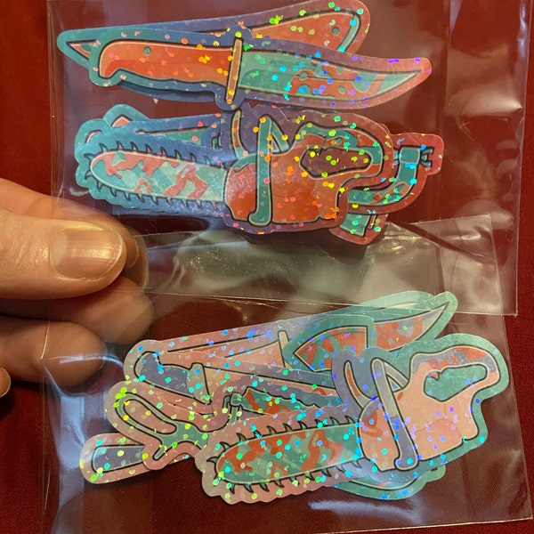 Mini Pastel Horror Weapons Holographic Sticker Pack - Etsy