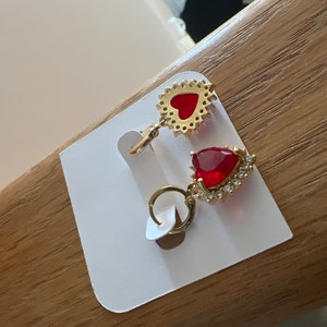 Red Heart Gem Ring, Gold Plated 925 Sterling Silver, Ruby Red Signet ...