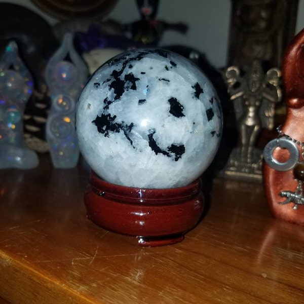 LARGE!!! RAINBOW MOONSTONE Sphere Natural Stone Hand Carved Gemstone ...