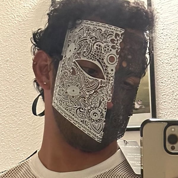 Men's Black and White Masquerade Metal Mask - Etsy