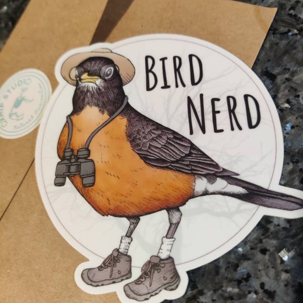 Bird Nerd Vinyl Sticker. Birding Bumper Sticker. Bird Lover Water ...