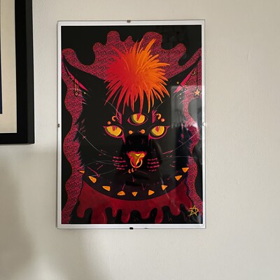 Cosmic UFO Cats Alien A4/A5 Matte Art Print Space Painting Cat Lover ...