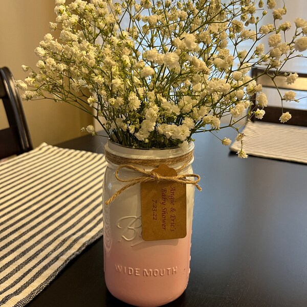 Ombre Pink Painted Mason Jar, Baby Shower Centerpiece - Etsy