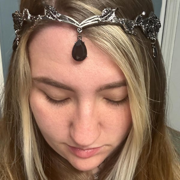 Octavia’s Crystal Drop Head Band in Antique Silver & Black - Etsy