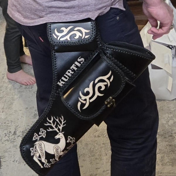 Real Leather Side Quiver With Phoenix Motif / Archer Equipment ...