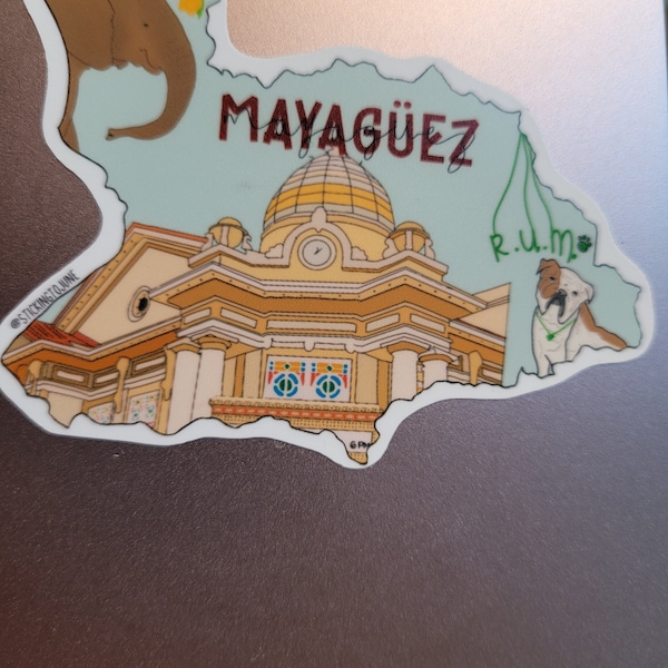 Moca Puerto Rico Map Matte Sticker for Laptops, Water Bottles, and ...