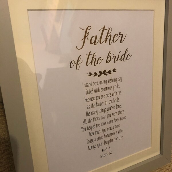 Father of the Bride Gift - Father of the Bride Foil Print, Gift for ...