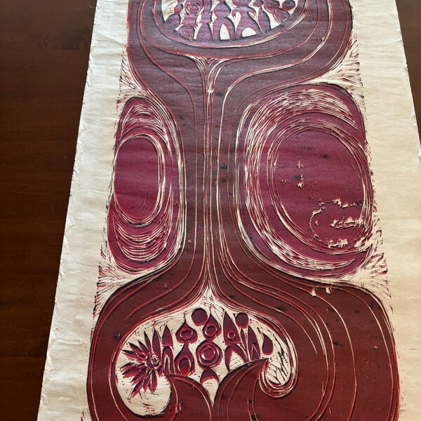 Original Vintage Color Woodblock Print Titled "ancient Mountain City ...