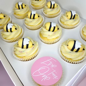 12 Fondant Sugar Bees. Cake Toppers. Cupcake Toppers. Approximately ...