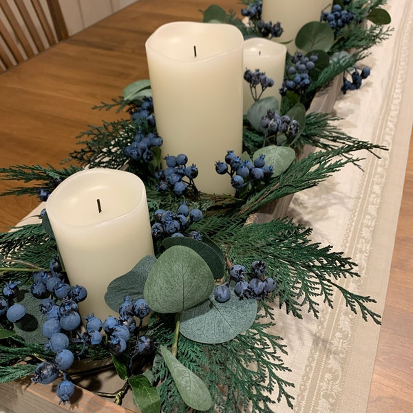 Blueberry Garland Decoration Mantle Kitchen Decor Faux Blueberry Branch ...
