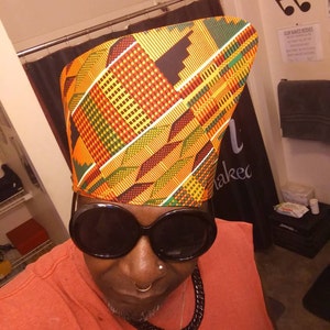 Ankara African Print Headdress Crown With Metallic Detail. Red & Gold ...