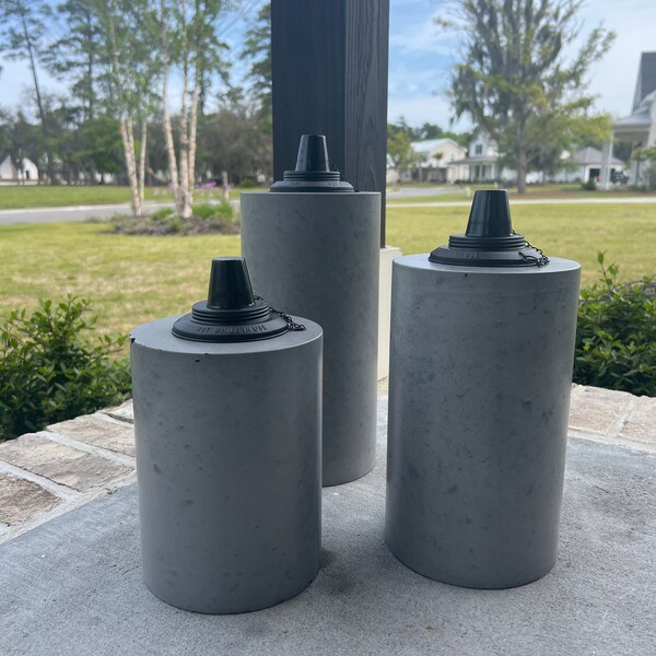 Short Concrete Tiki Torch Set - Etsy