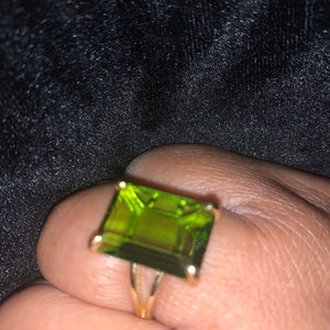 Peridot Ring 14k Gold Ring Rectangle Ring Green Stone Ring Handmade ...
