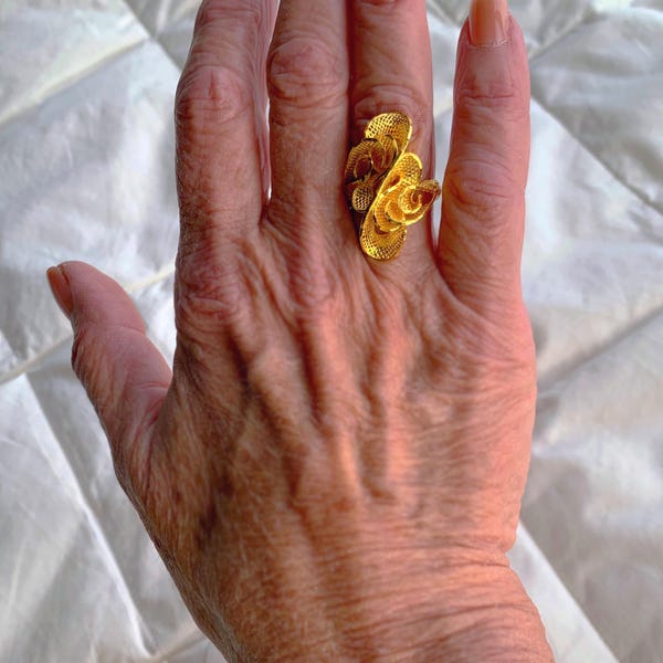 RDZA7 | Solid Gold Filigree Designer Ring | 22K | 21 K | 18K - Etsy