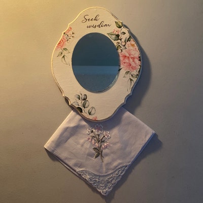 Personalized White Handkerchief Embroidered Red Roses - Etsy