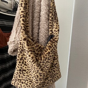 Medium Fluffy Cheetah Print Bag Brown Animal Print Fuzzy Purse Y2k Tote ...
