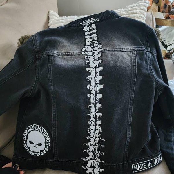 Spine Back Patch•large Natural Size•patch Bone•iron-on • Skeleton • Horror Patch • Punk Patch ...