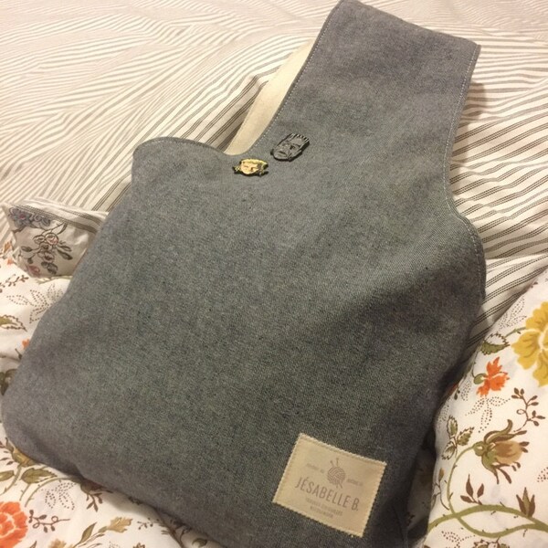 Project Bag, Medium Gray Knitting Bag, Yarn Bag - Etsy