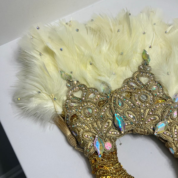 African Feather Hand Fan, Brides Hand Fan, Nigerian Wedding Bridal Hand ...