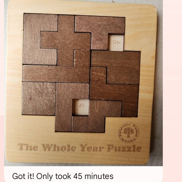 Perpetual Calendar Puzzle: Solve-a-day Wooden Brain Teaser. Whole Year ...
