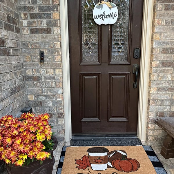 Tis the Season Welcome Mat, Fall Decor, Pumpkin Spice, New Home Gift ...