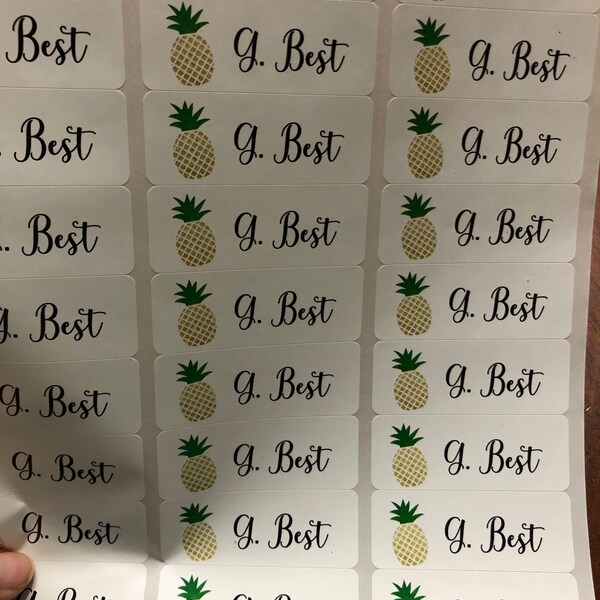 Pineapple School Supply Labels, Waterproof Name Labels, Personalized ...