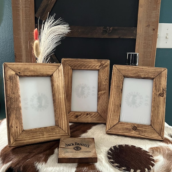 5x7 Rustic Farmhouse Complete Stained Frame With Rope Effect ...