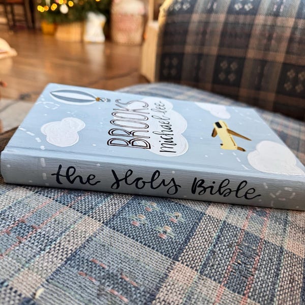 Blue Flower Bible for Girl, Custom Painted Bible, ESV Bible With Custom ...