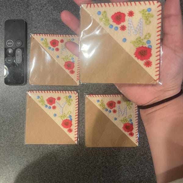 Personalized Hand Embroidered Corner Bookmark - Summer and Winter Set ...