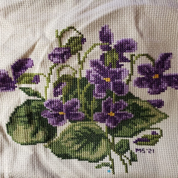Spring Flower Violets Cross Stitch Pattern Modern Embroidery Floral ...