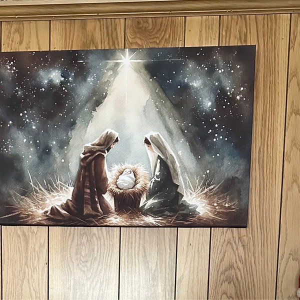 Mary & Joseph Birth of Jesus Christ Print Christian Spiritual Poster ... Mary & Joseph Birth of Jesus Christ Print Christian Spiritual Poster ...