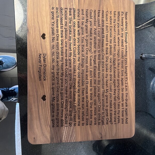 Wedding Song Lyrics Engraved, Wooden Anniversary Gift, First Dance ...