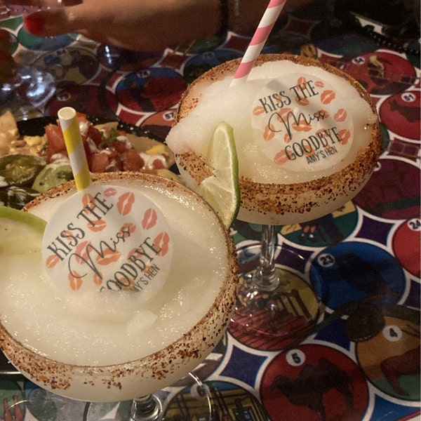 Personalised Kiss the Miss Edible Drink Toppers (1 Sheet) - Etsy UK