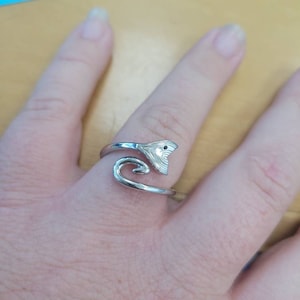 Sterling Silver Fish Hook Ring, Adjustable up to Size 8, Fishing ...