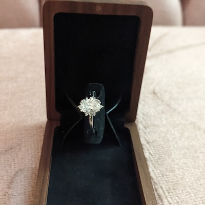 Rotating Engagement Ring Box, Genuine Leather, Thin Proposal Box, Thin ...