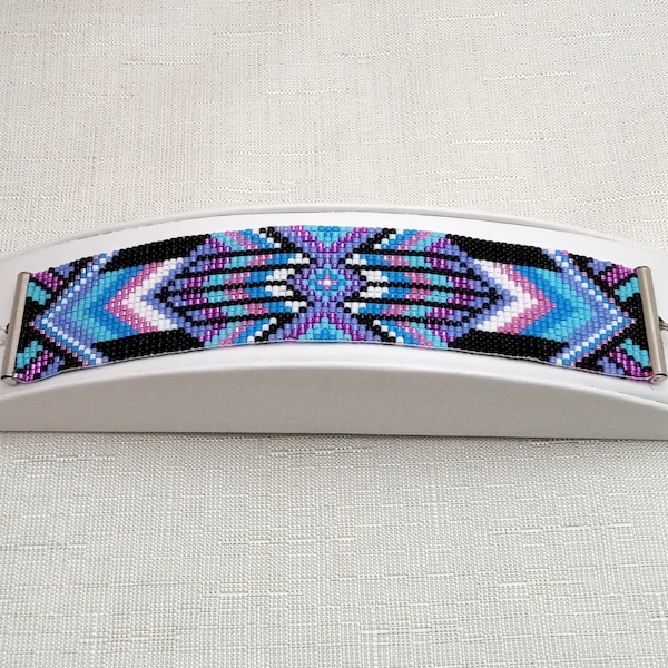 Purple Stripe Loom Bead Pattern for Bracelet - Native Inspired, Blue ...