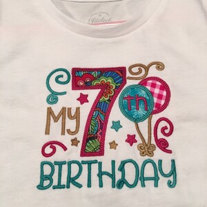 My 7th Birthday Applique Digital Machine Embroidery Design 4 Sizes, 7th ...