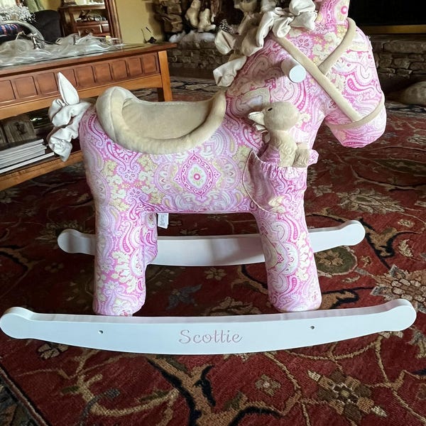 Pink Children's Rocking Horse | Personalised | 1st Birthday Gift | 1st ...