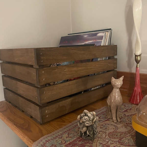 Rustic Wooden Storage Crate in Medium Brown – Farmhouse Style Decor - Etsy
