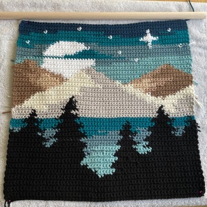 Crochet Pattern the Mountainside Wall Hanging Mountain Wall Hanging ...